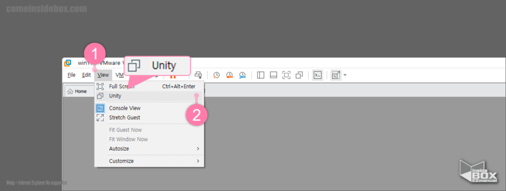 VMWARE 가상 운영체제 윈도우 듀얼 모니터 와 Unity mode 사용하는 방법 - insideBOX