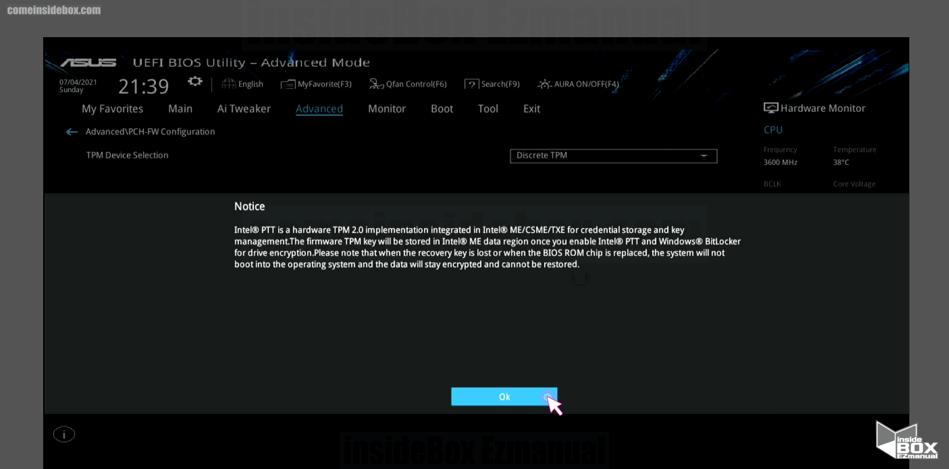 윈도우 TPM 2.0 활성화 방법 ASUS 아수스 GigaByte 기가 바이트 MSI - insideBOX