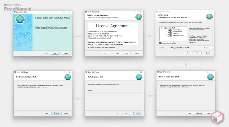 윈도우11 시작 메뉴 윈도우 10 형식으로 수정 하는 방법 - OpenShell - insideBOX